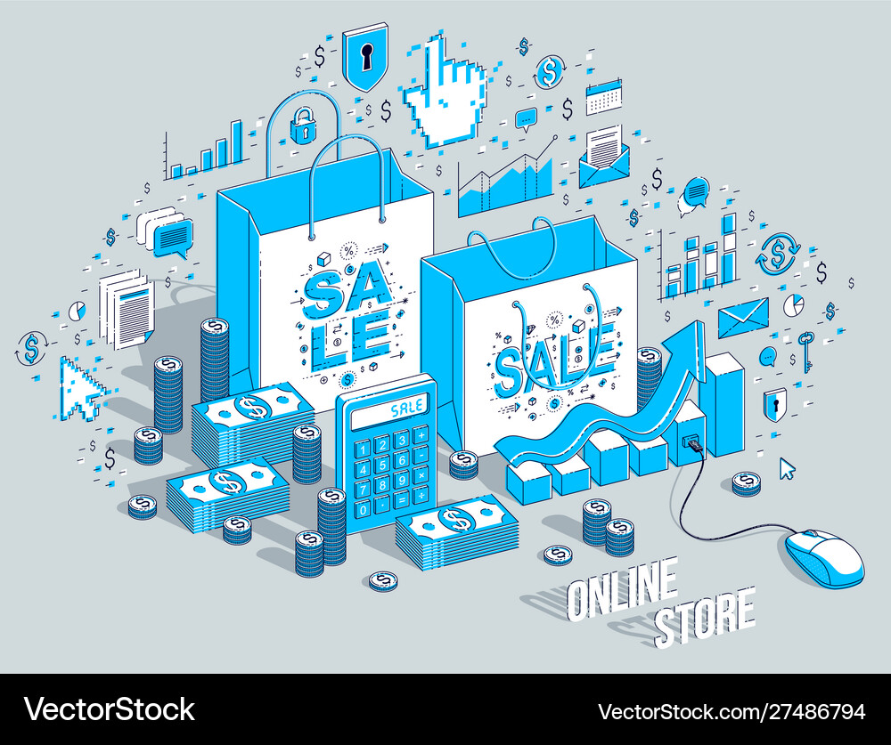 Online shop concept web store internet sales Vector Image