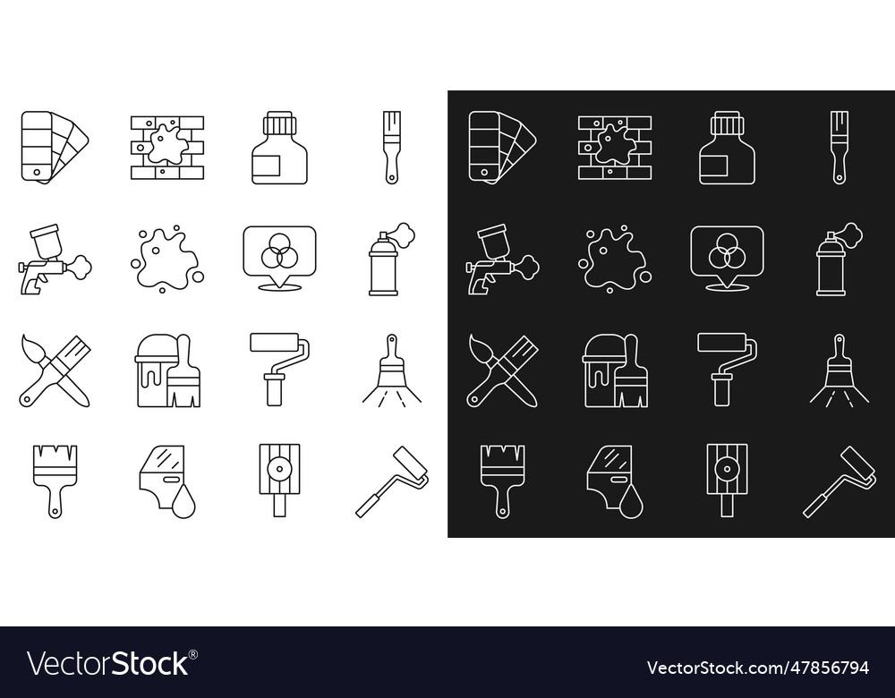 Set line paint roller brush spray can paint Vector Image Set line paint roller brush spray can paint Vector Image