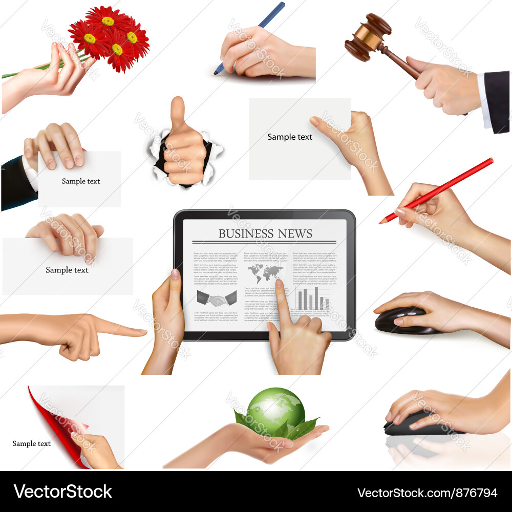 Set of hands holding Royalty Free Vector Image