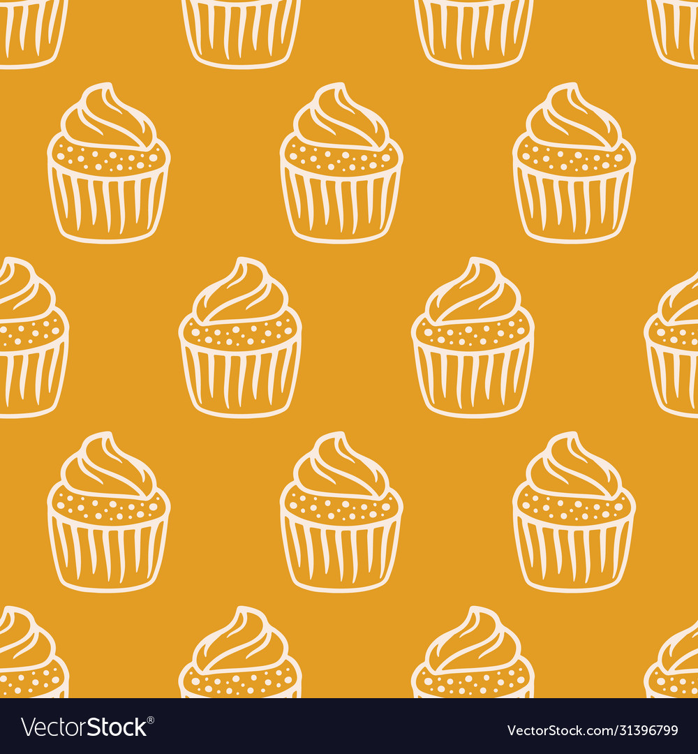 Cupcakes seamless pattern with baked goods Vector Image