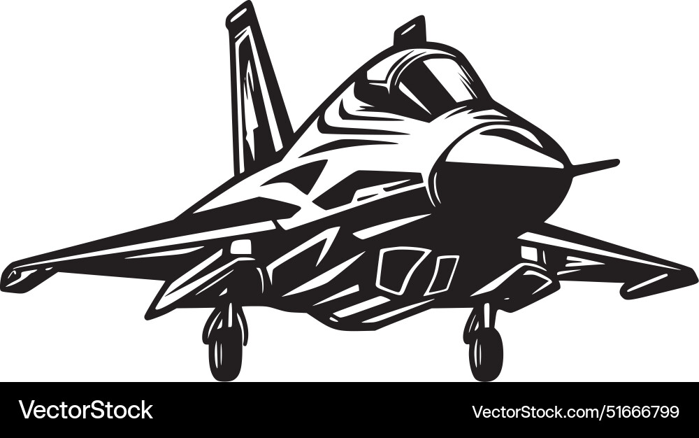 Fighter jet - black and white isolated icon Vector Image