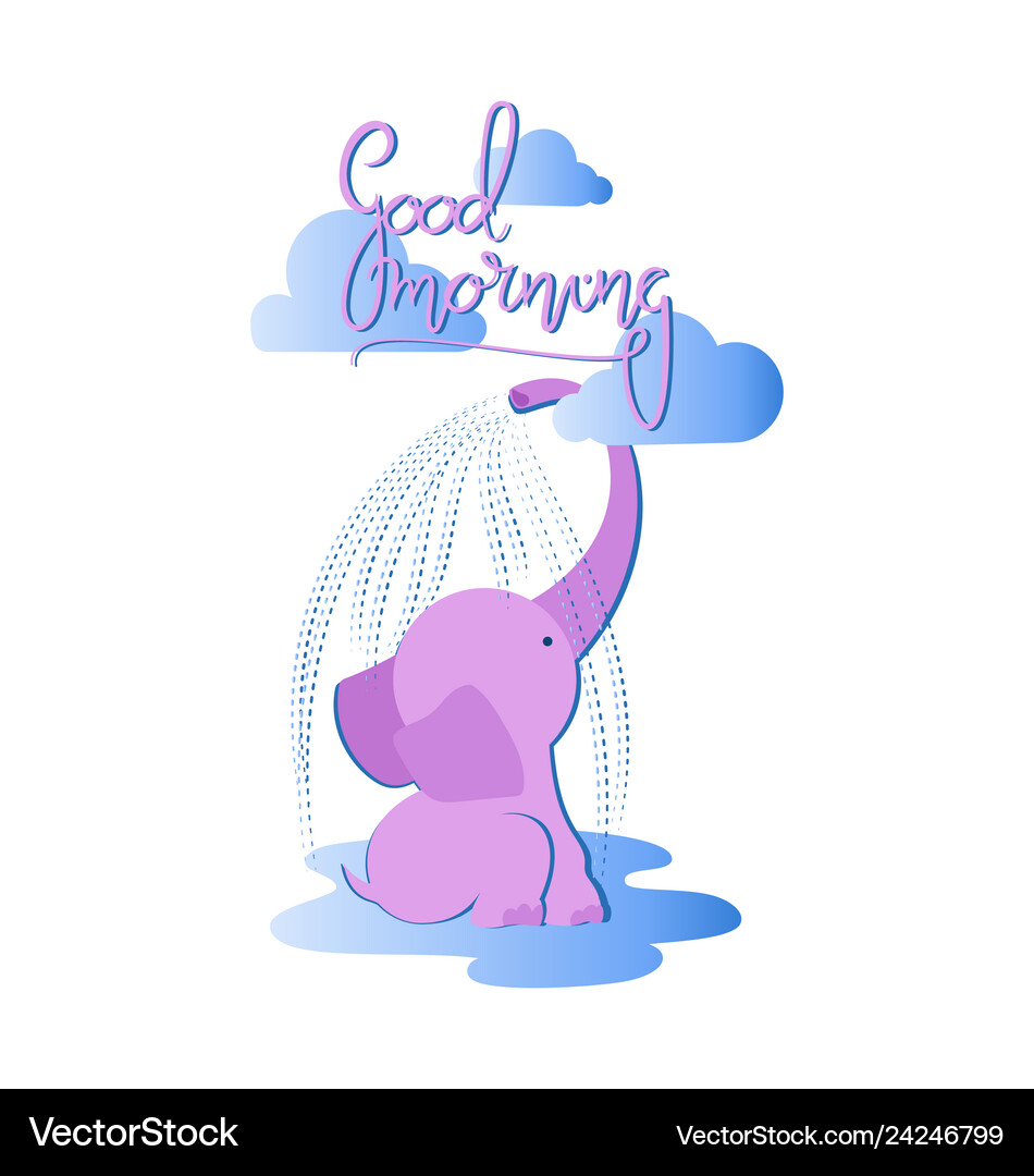 Good morning with a pink elephant calf Royalty Free Vector