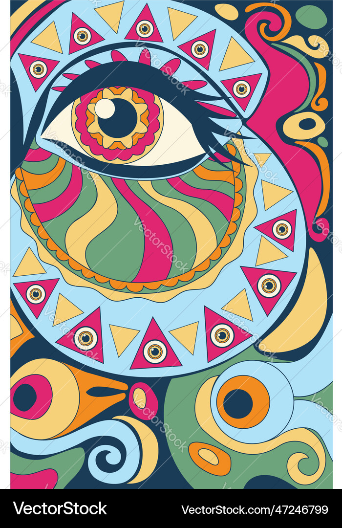 Groovy with eye Royalty Free Vector Image - VectorStock