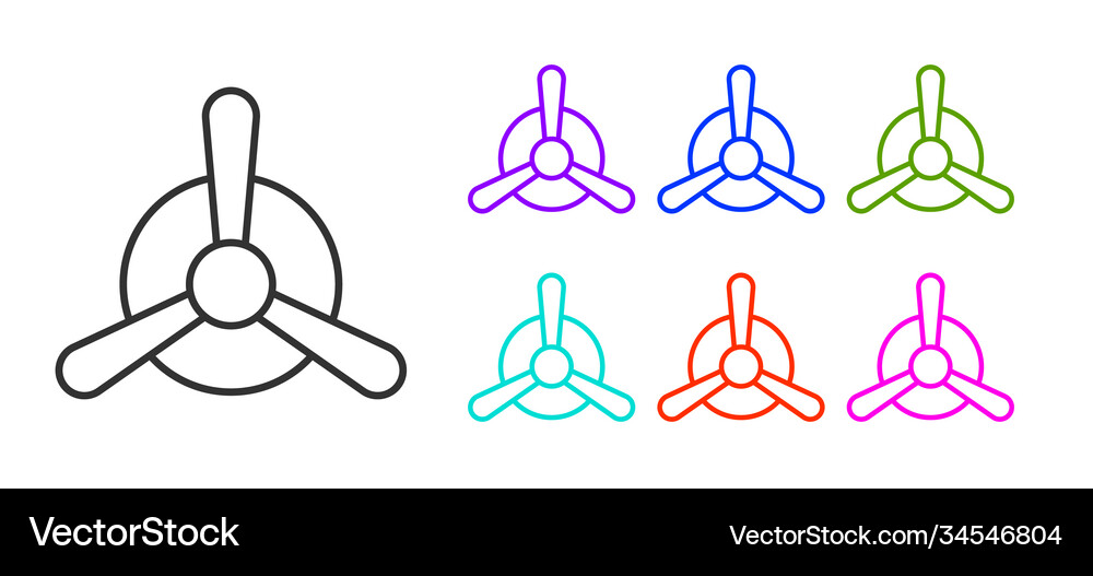 Black line plane propeller icon isolated on white Vector Image