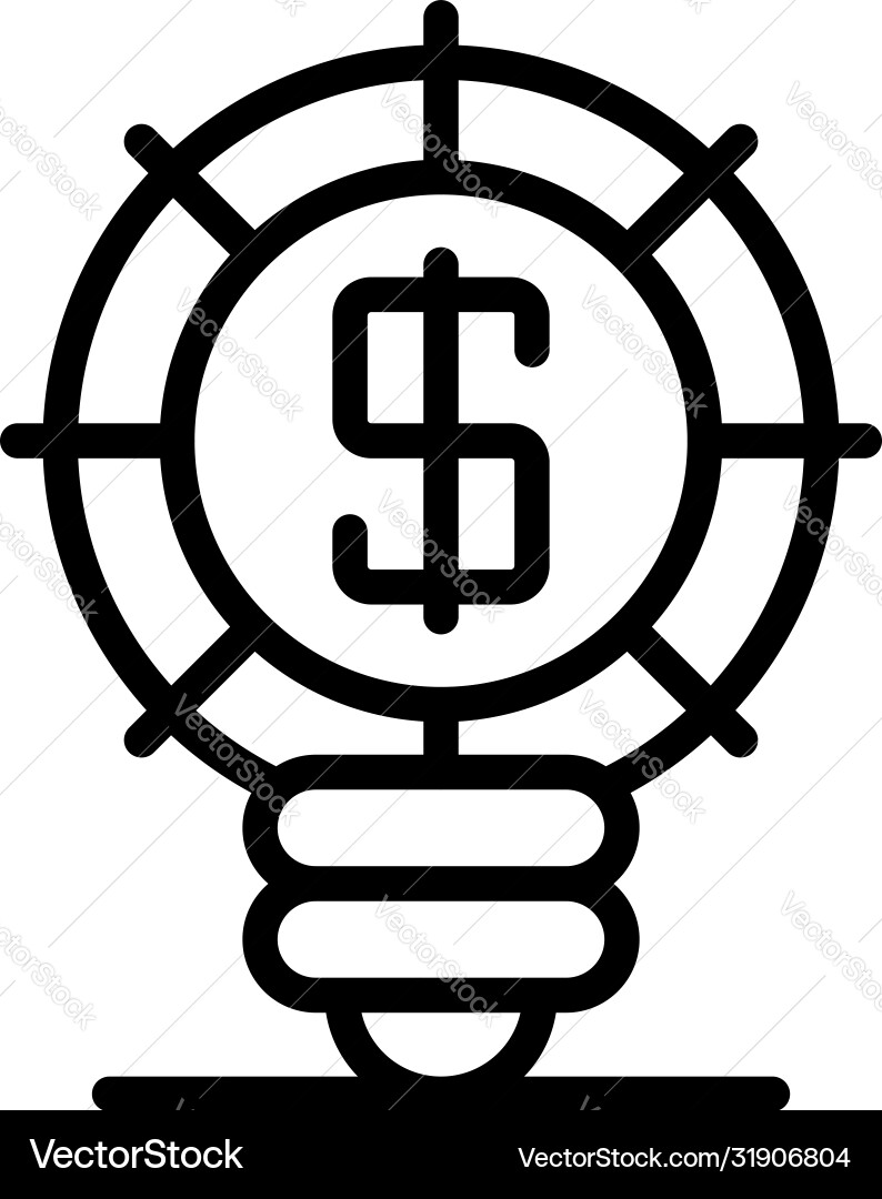 Money bulb icon outline style Royalty Free Vector Image