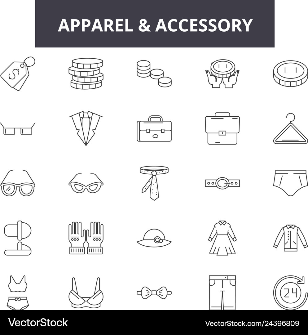 Apparel accessory stores line icons for web Vector Image
