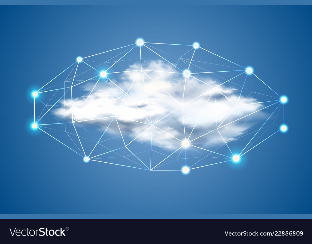 Cloud computing with dots big data Royalty Free Vector Image