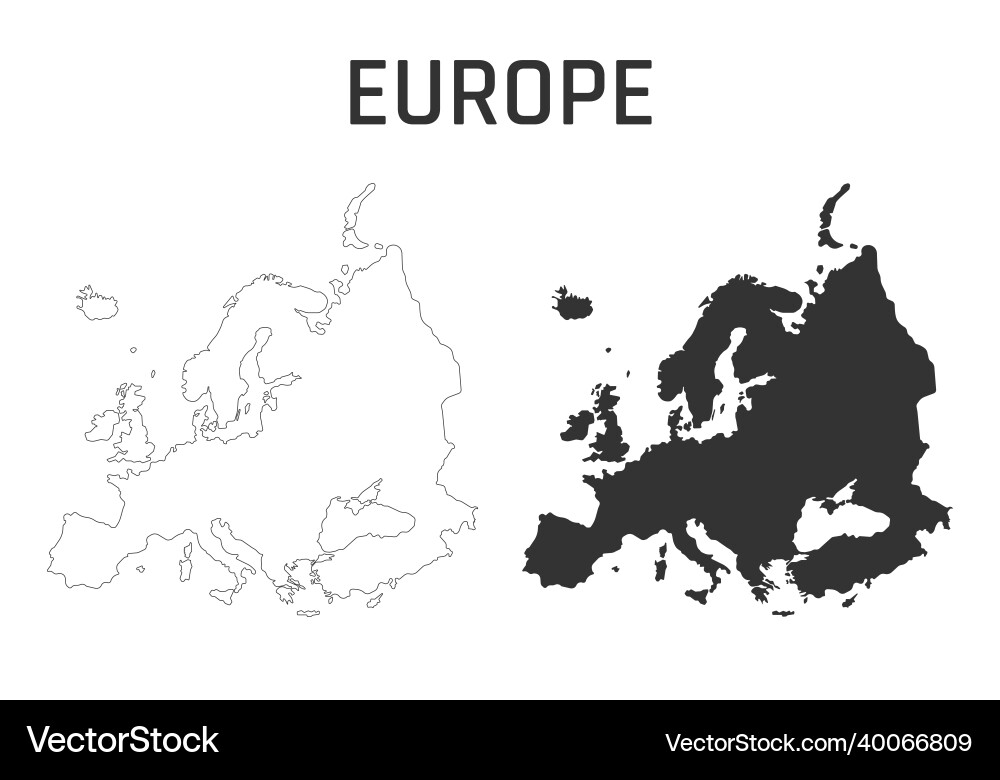 Europe map icon outline and silhouette Royalty Free Vector