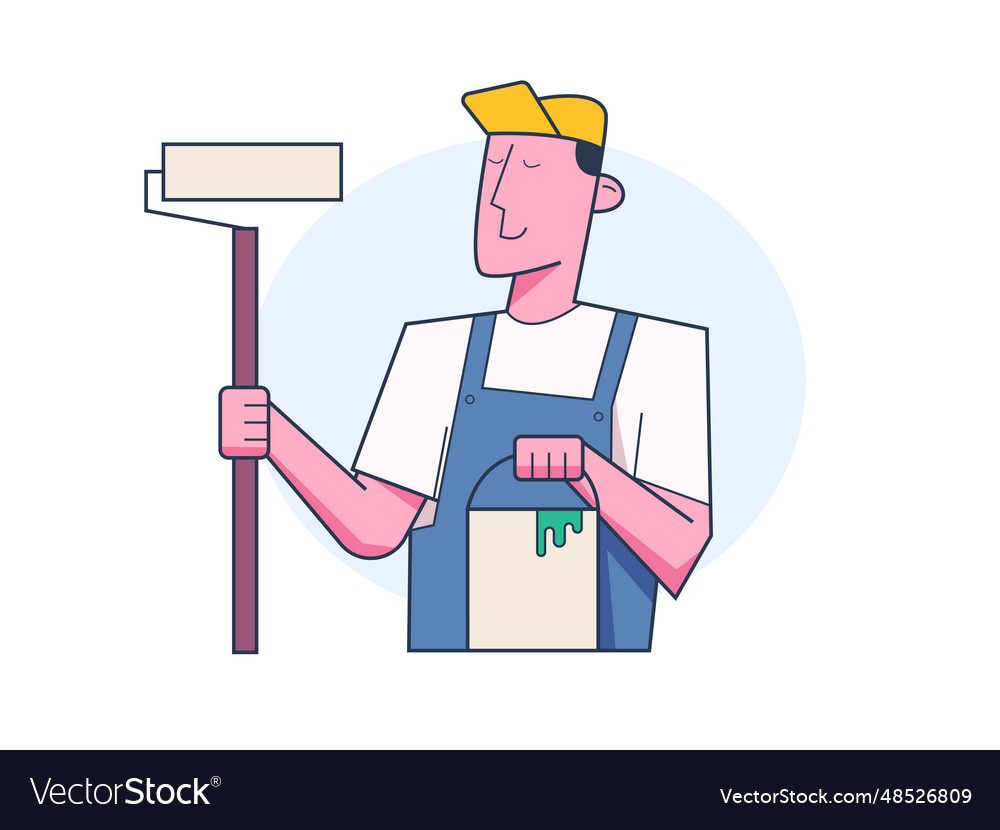 Painter man decorator character Royalty Free Vector Image Painter man decorator character Royalty Free Vector Image