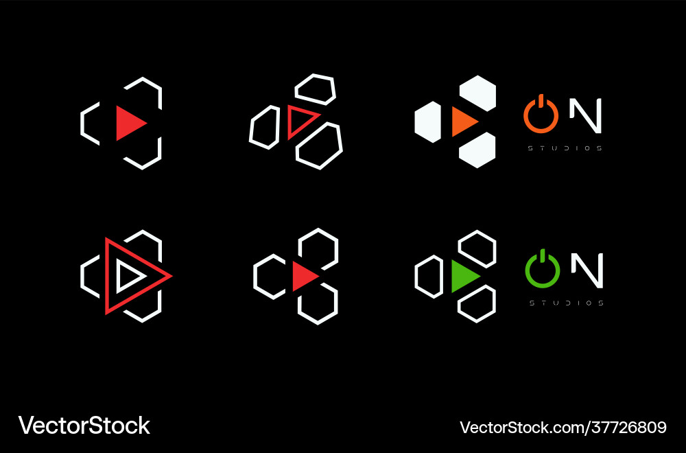 Set play button start and launch icon hud Vector Image
