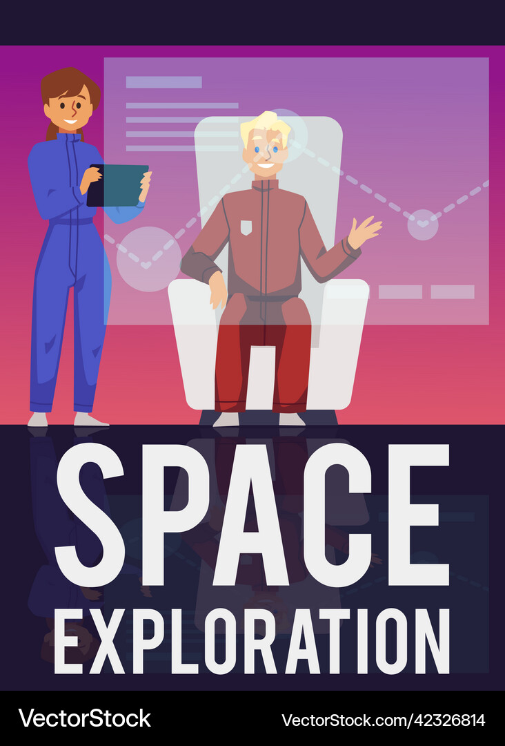 Astronauts exploring space by using hologram Vector Image