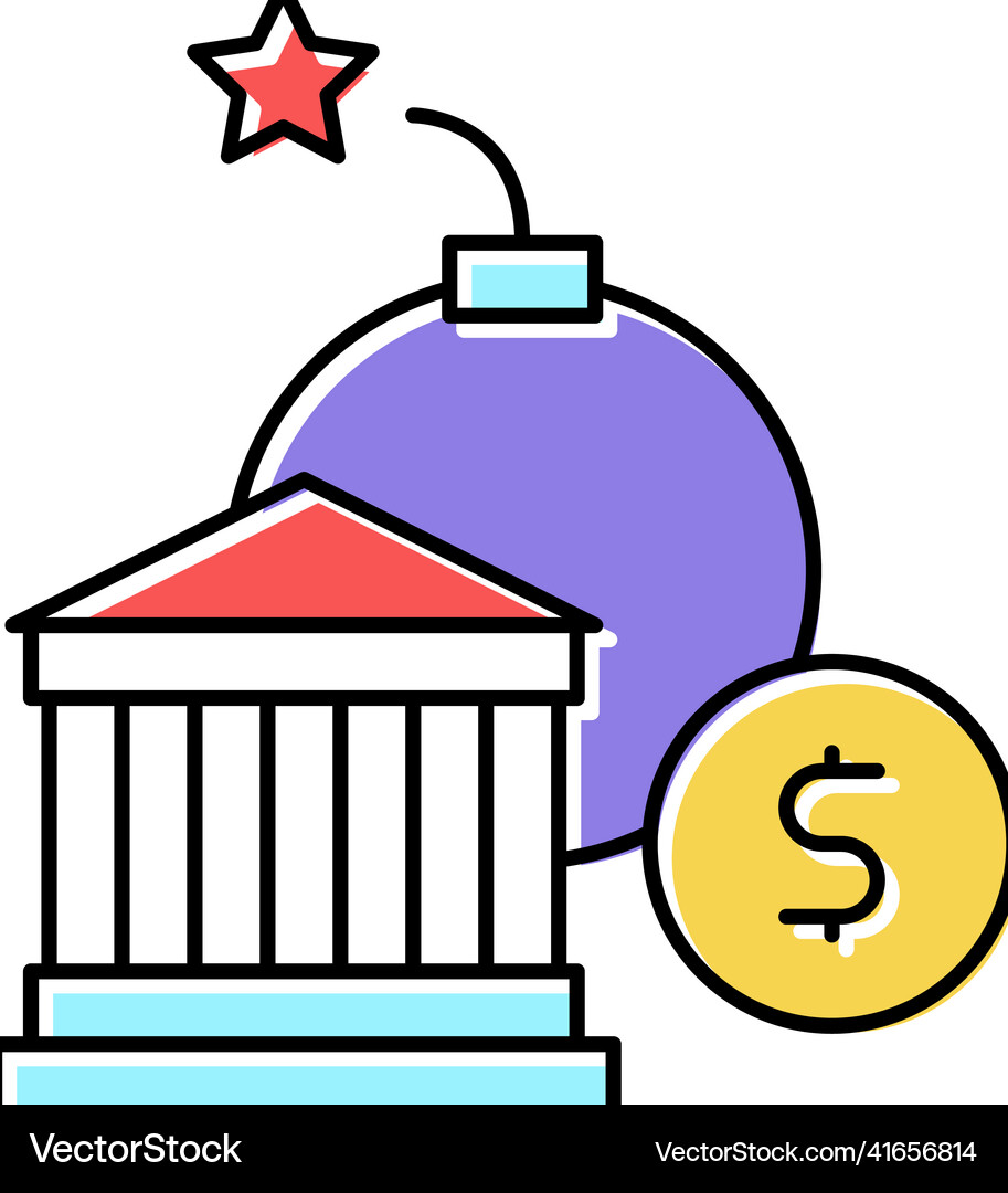 Bank bang bomb color icon Royalty Free Vector Image