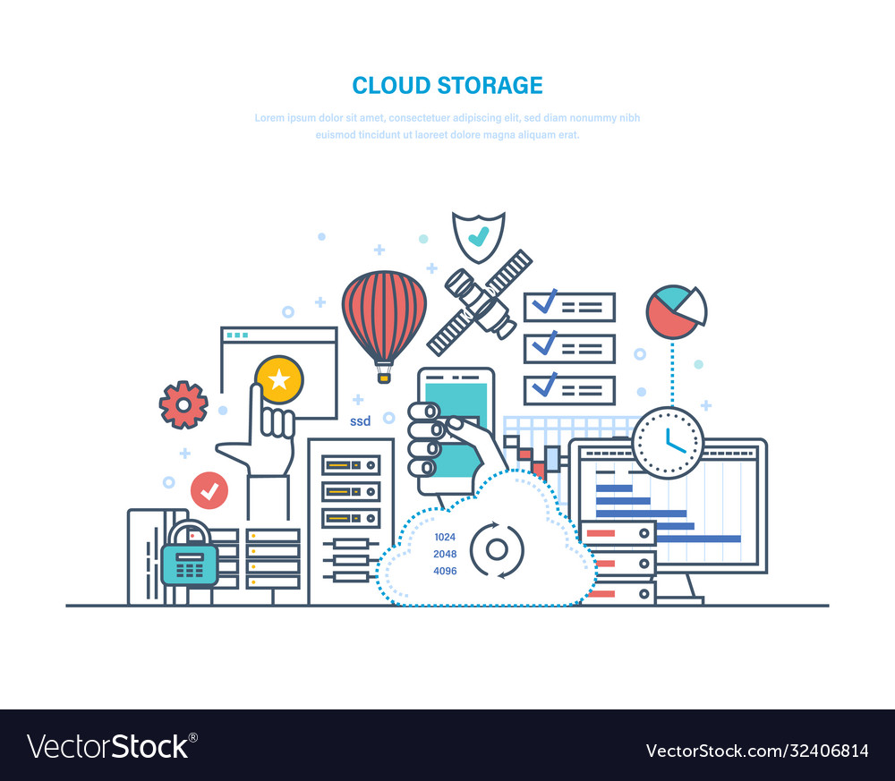 Cloud storage resources mobile applications Vector Image