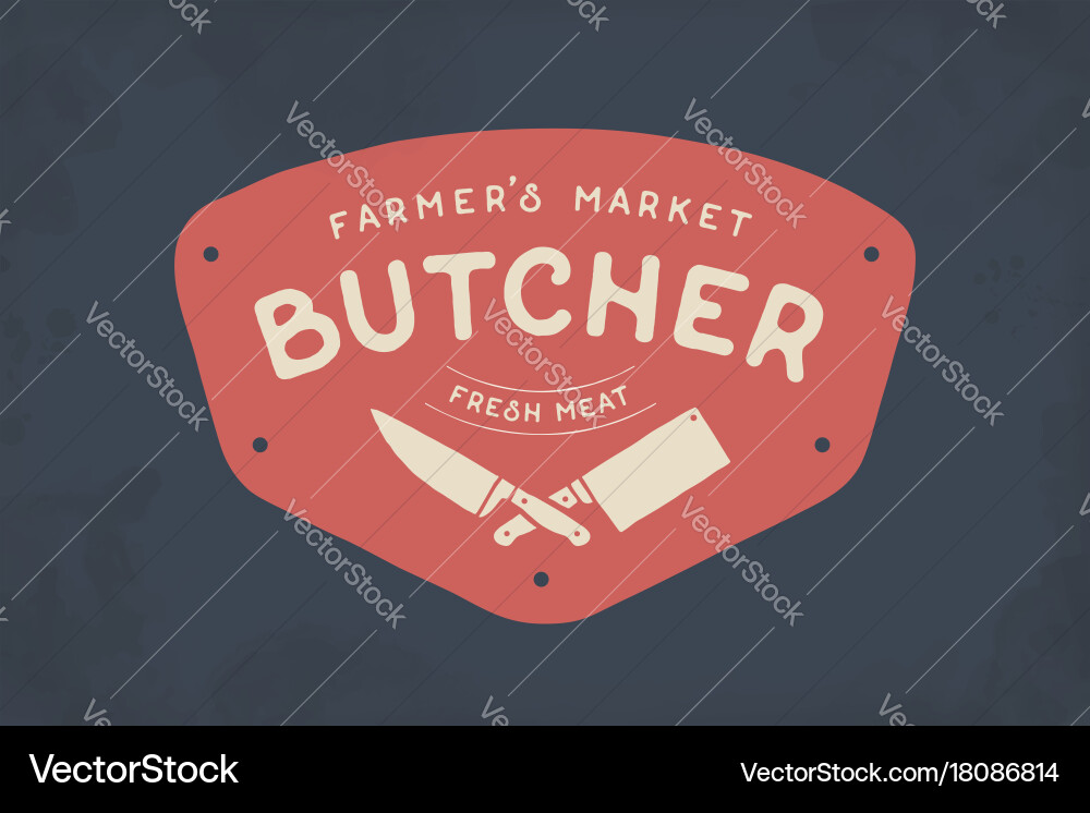 Logo butcher meat shop Royalty Free Vector Image