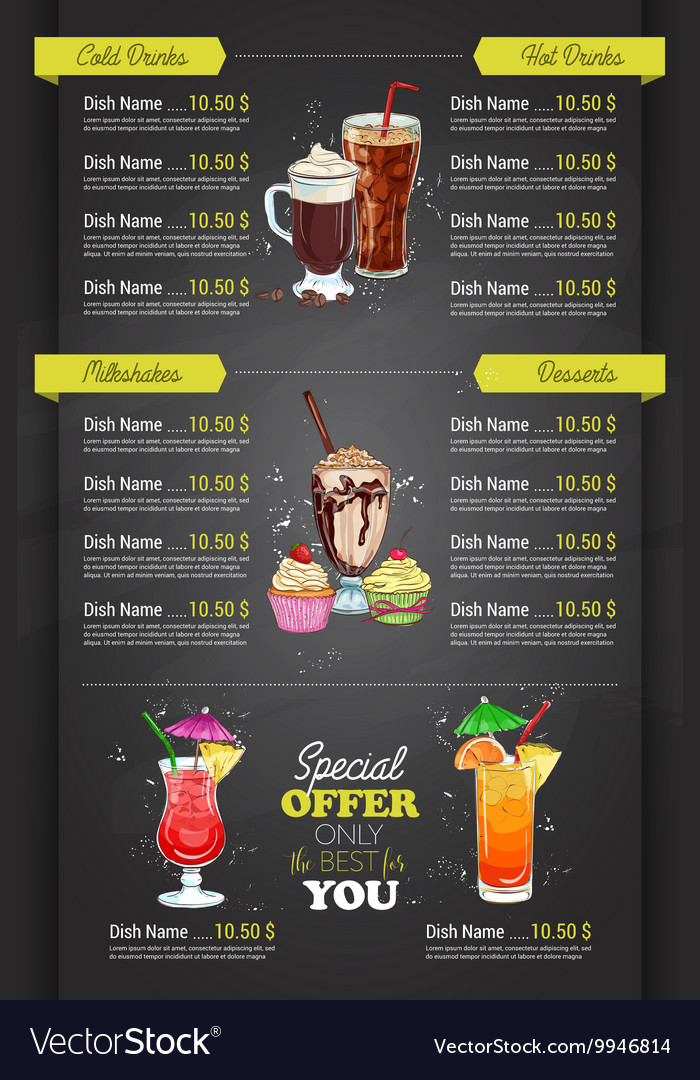 Restaurant Vertical Color Cocktail Menu Royalty Free Vector