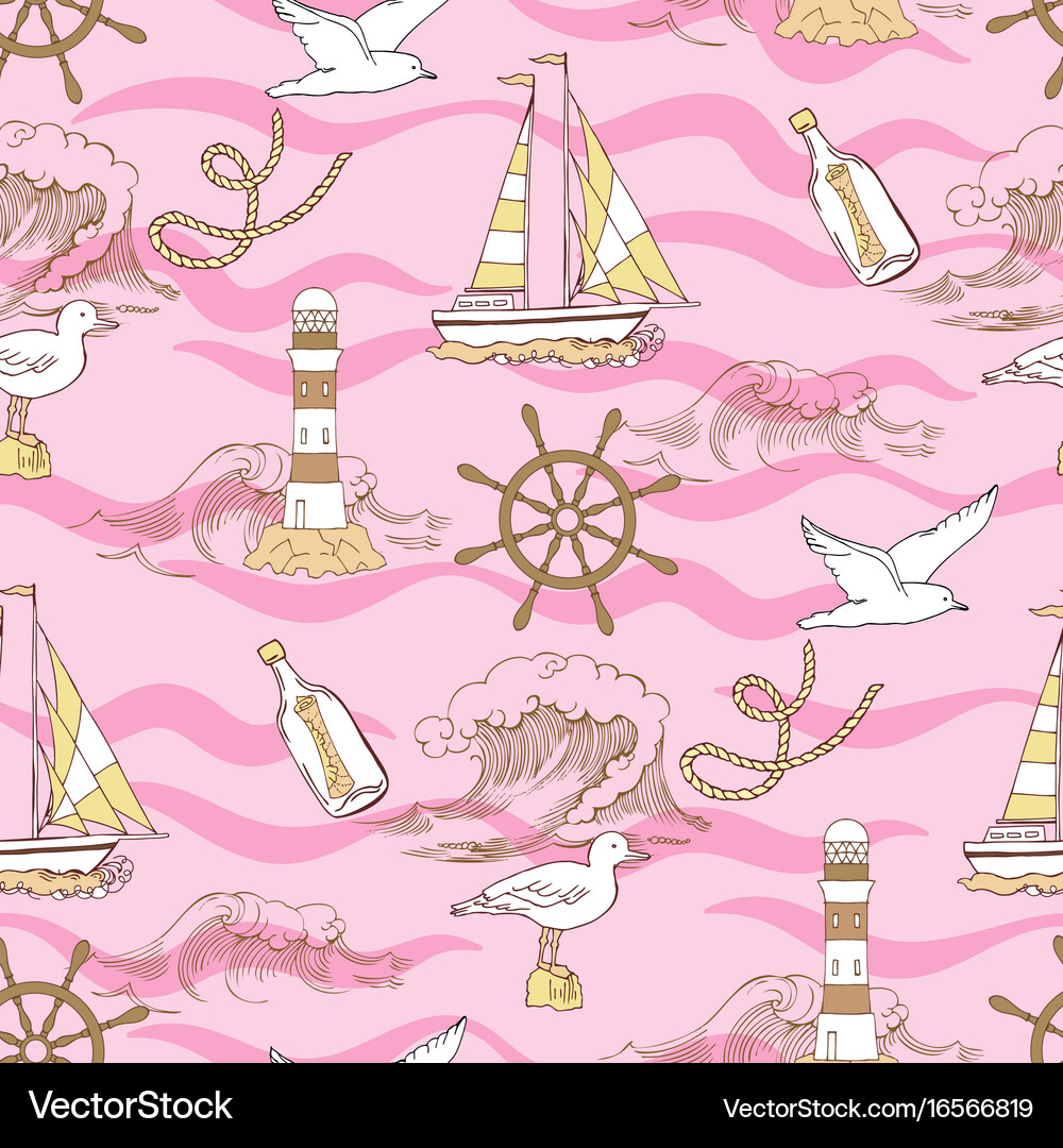 Nautical seamless pattern Royalty Free Vector Image