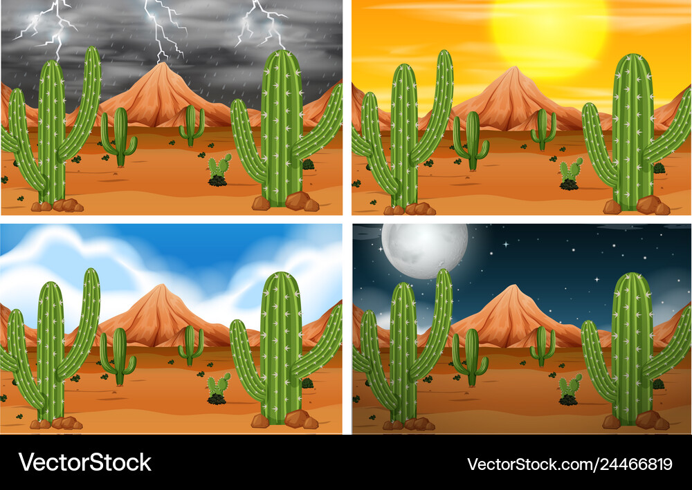Set of desert scene Royalty Free Vector Image - VectorStock