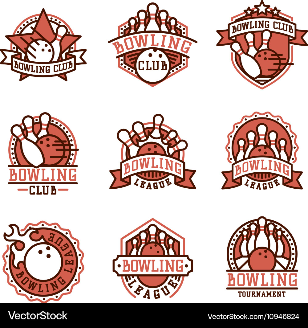 Bowling logo emblems Royalty Free Vector Image