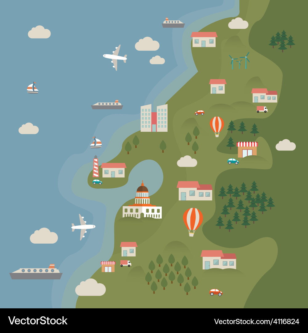 Land sea Royalty Free Vector Image - VectorStock