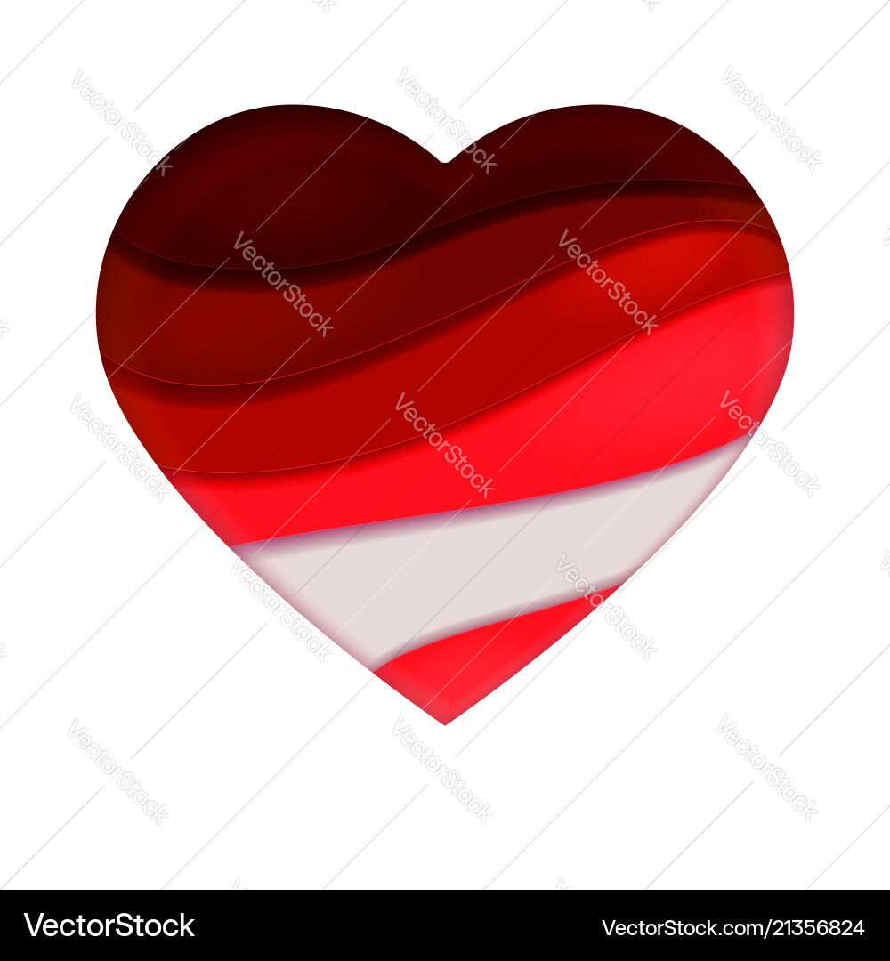 Red heart cutting from paper abstract art Vector Image
