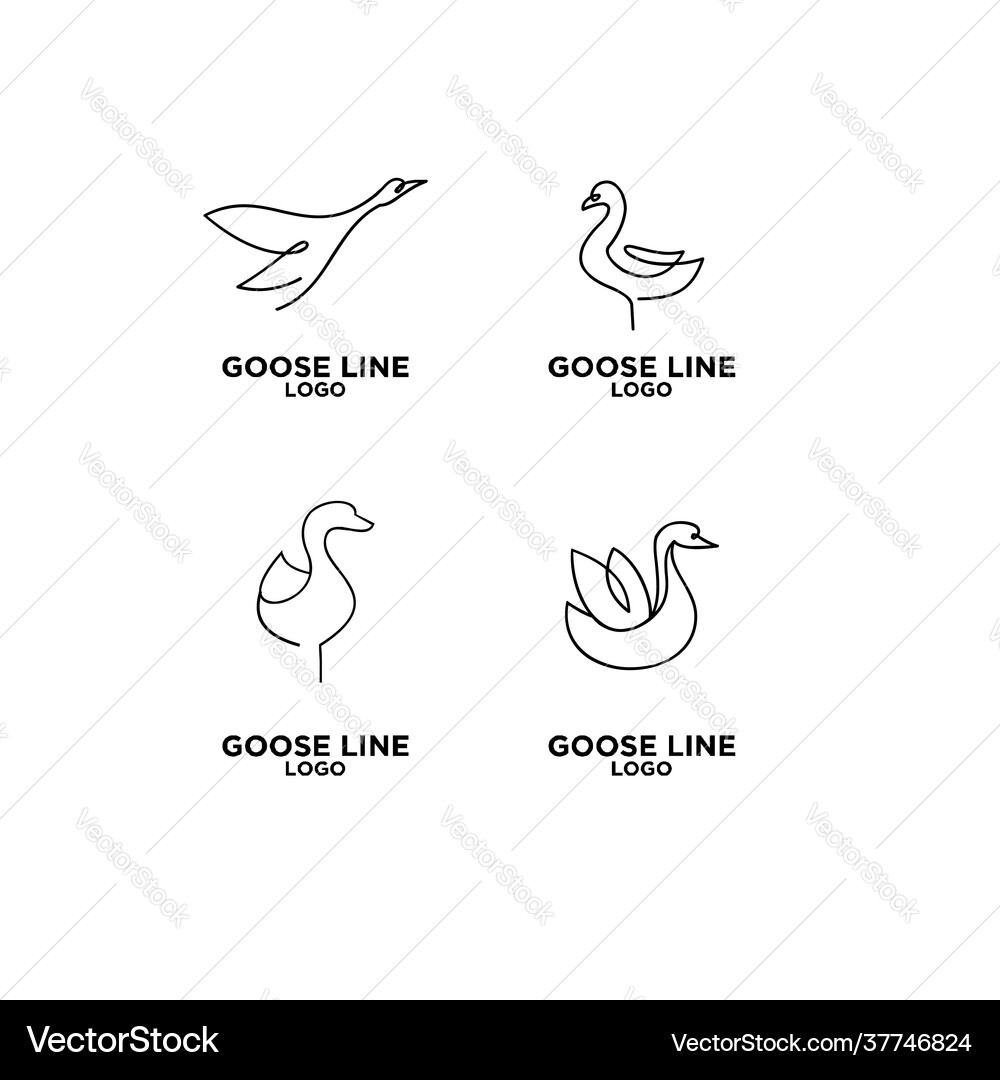 Set collection premium luxury goose black line Vector Image