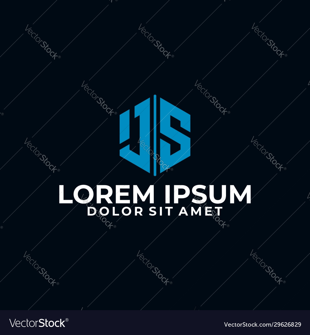 Initial letter js logo template with hexagonal Vector Image