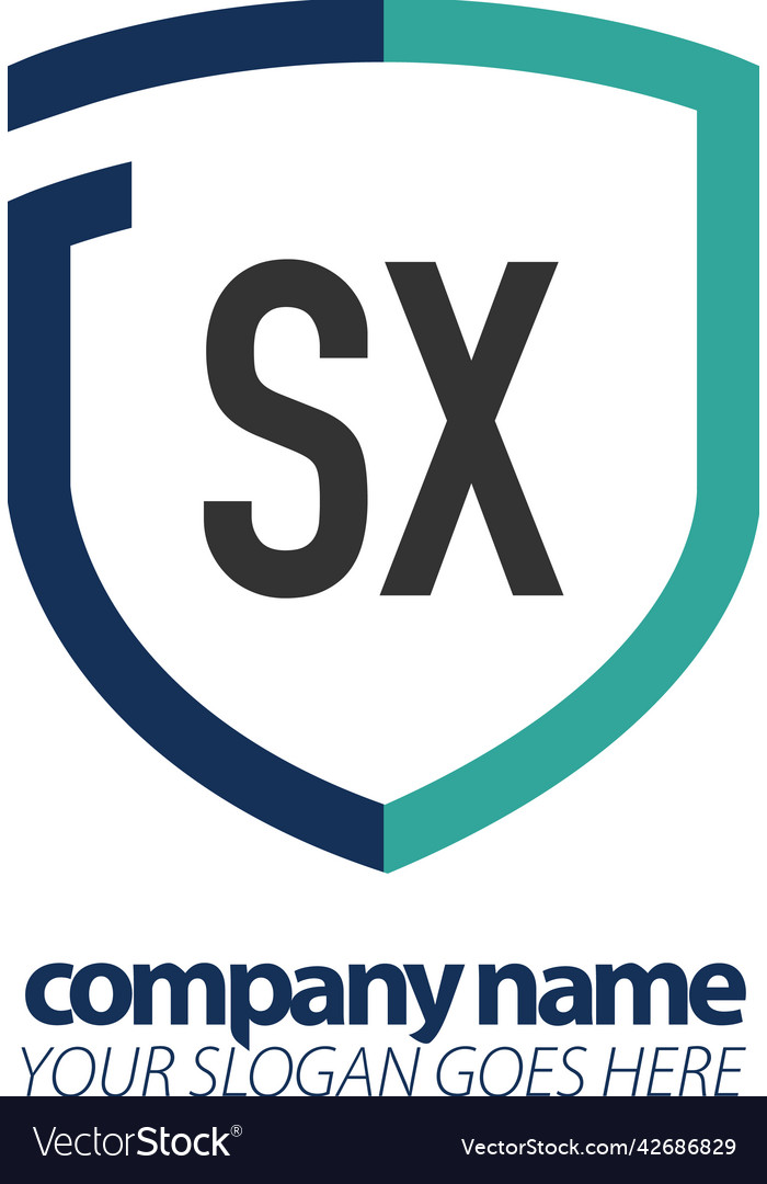 Initial letter sx shield logo line art creative Vector Image