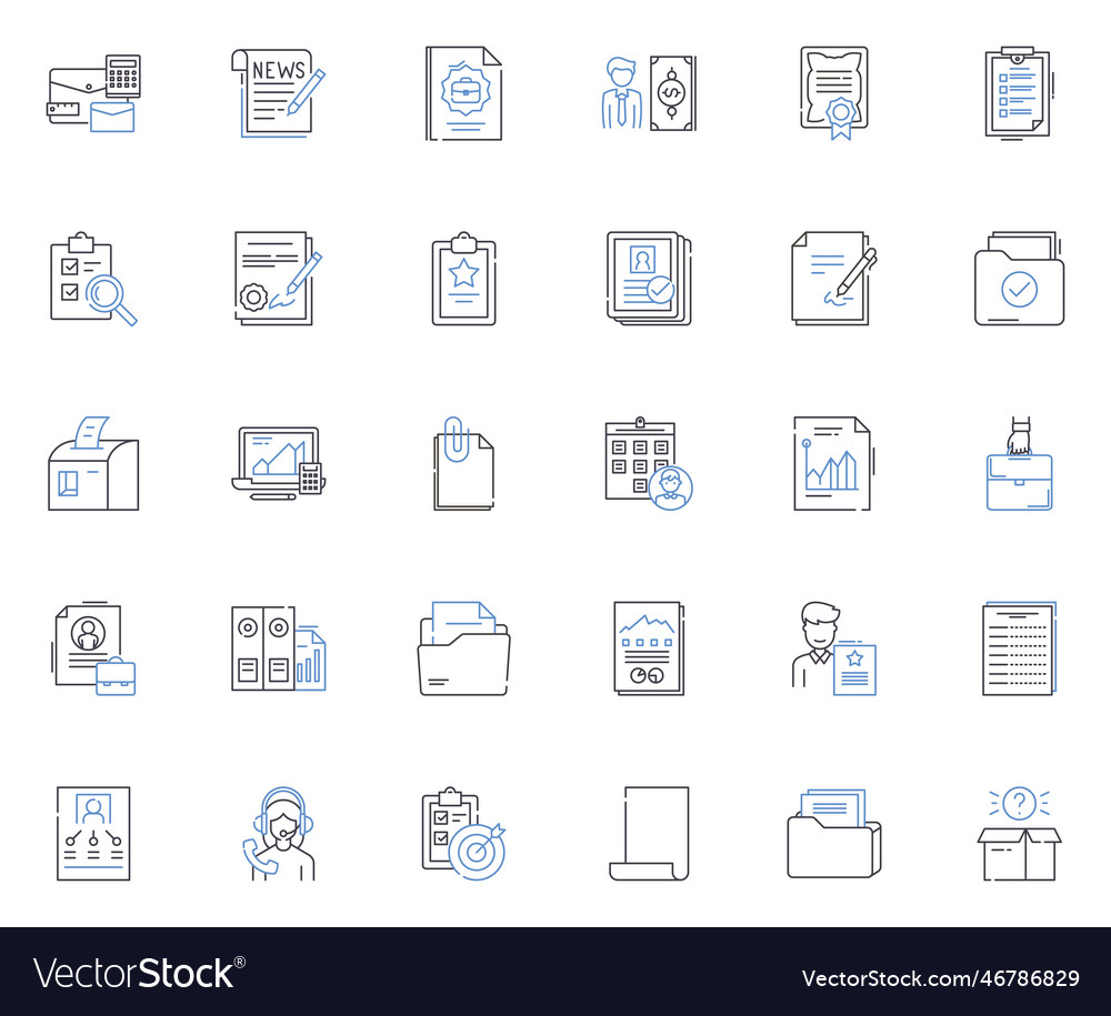 Paperwork handling line icons collection filing Vector Image Paperwork handling line icons collection filing Vector Image
