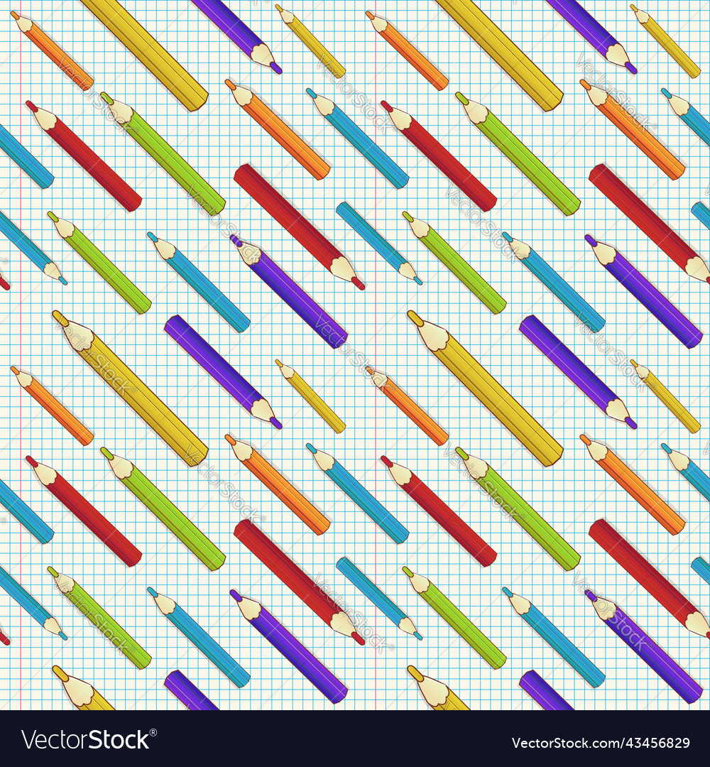 Seamless pattern with colored pencils Royalty Free Vector