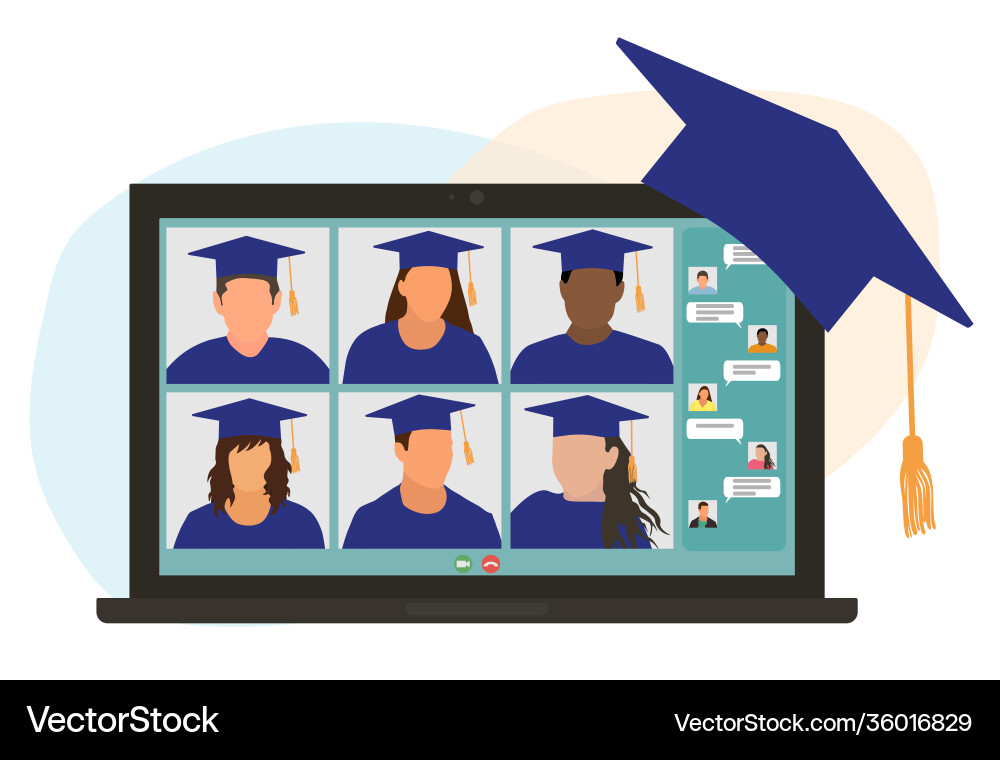 Virtual graduation ceremony graduates in square Vector Image
