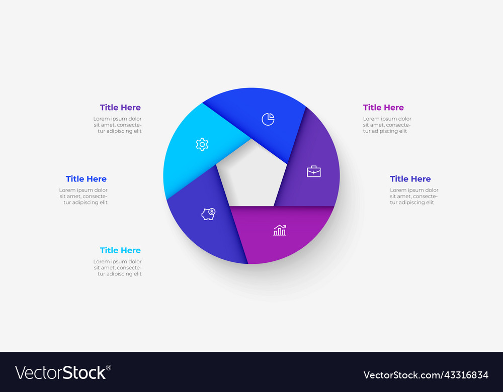 Circle divided into five parts template for cycle Vector Image