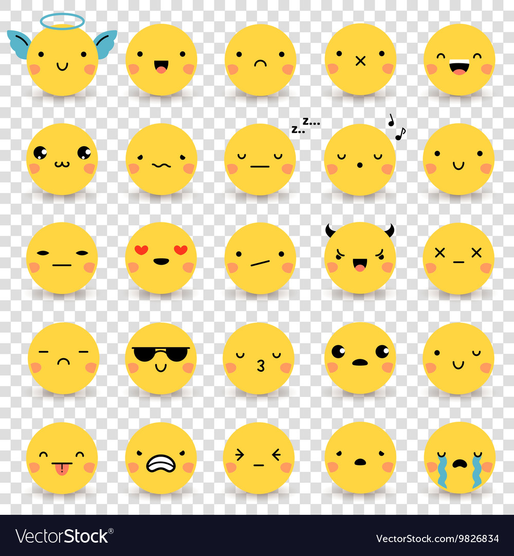 Emoticons transparent set Royalty Free Vector Image
