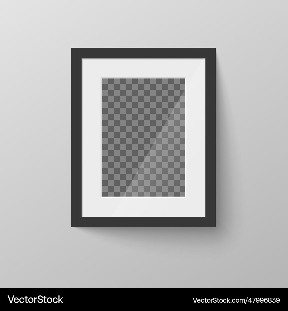 Black blank picture frame with transparent place Vector Image