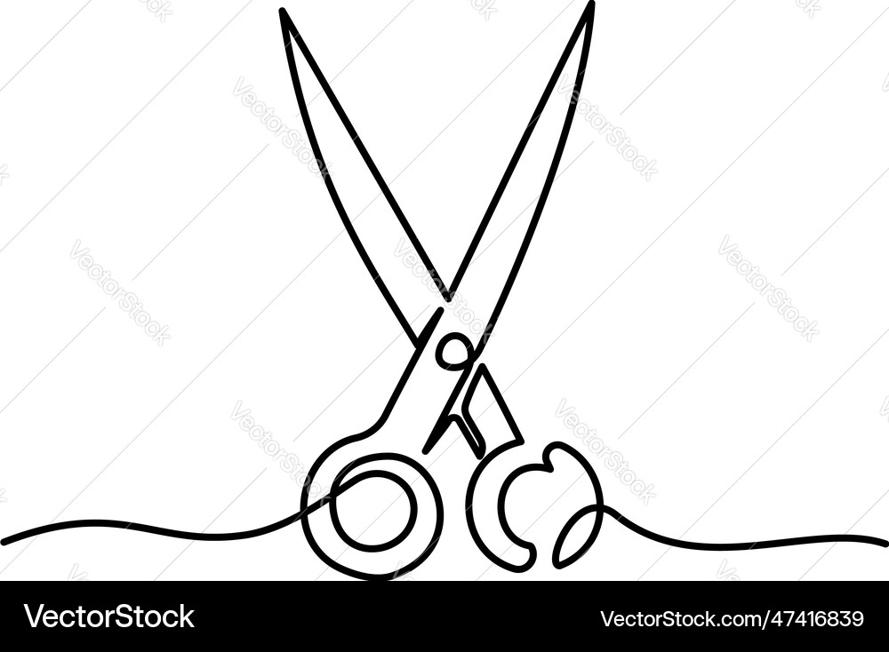 Professional hairdresser scissors continuous one Vector Image