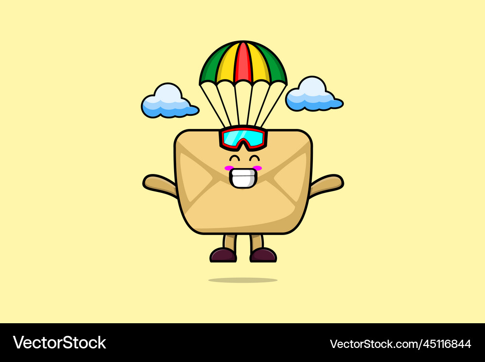 Cute cartoon envelope is skydiving with parachute Vector Image
