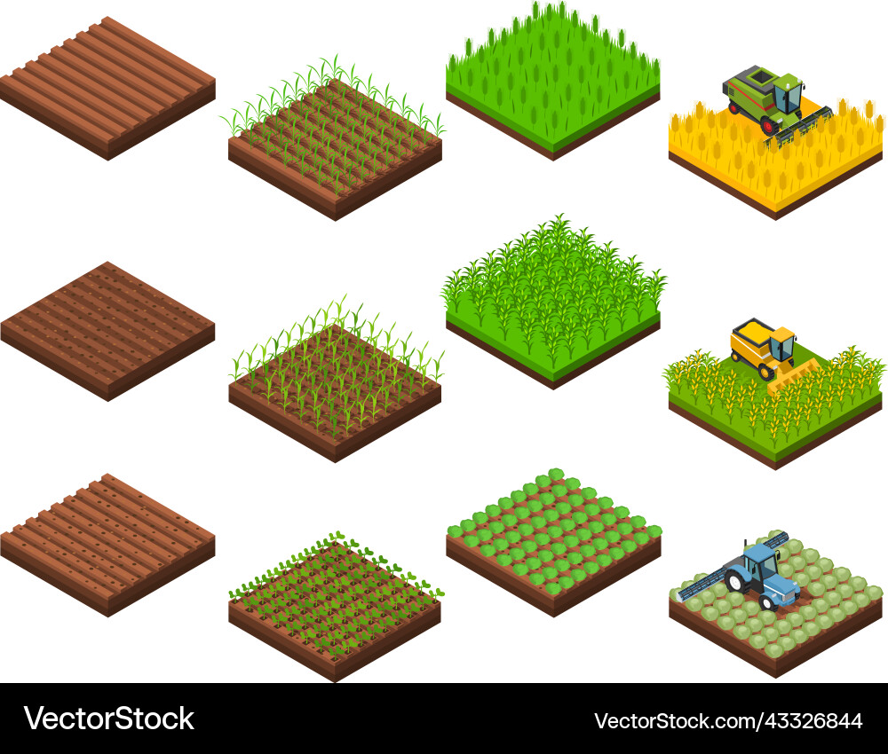 Harvest work elements set Royalty Free Vector Image