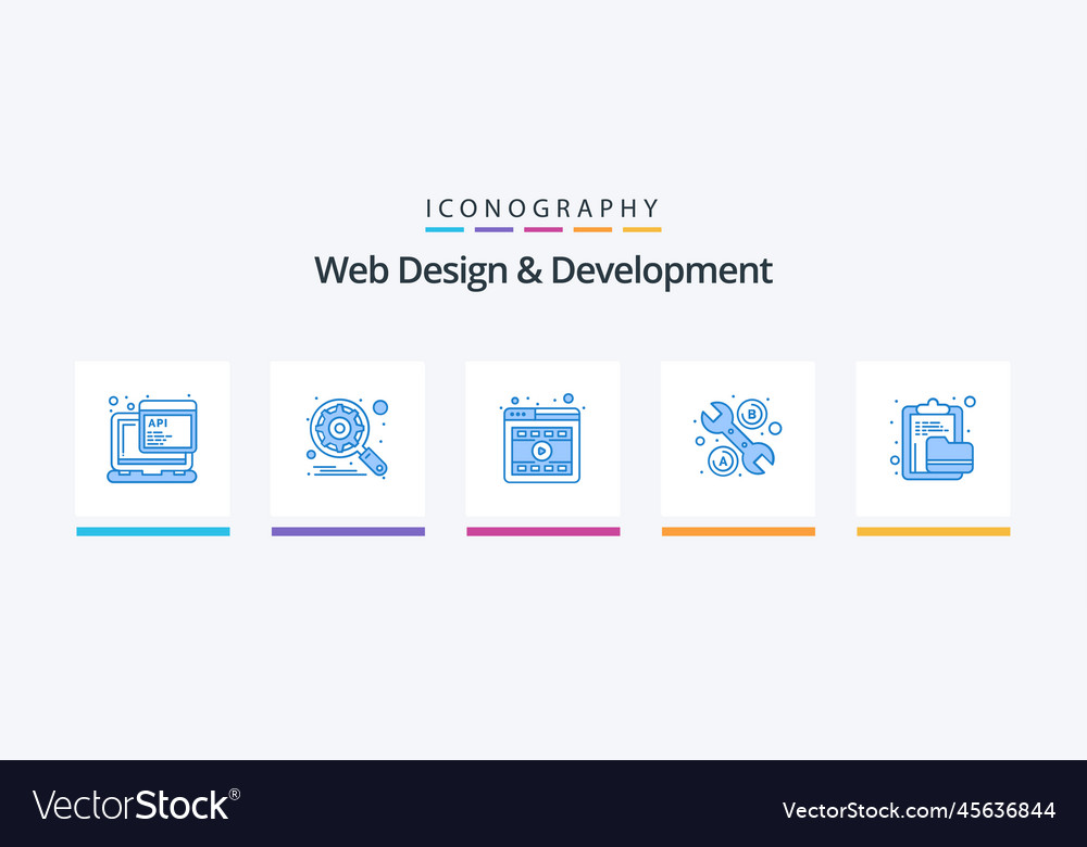 Web design and development blue 5 icon pack Vector Image
