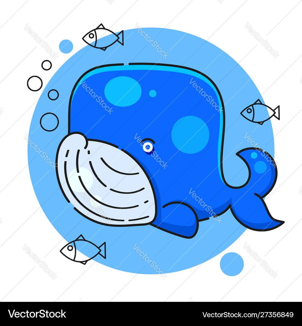 Blue whale - watercolor hand drawing paint Vector Image