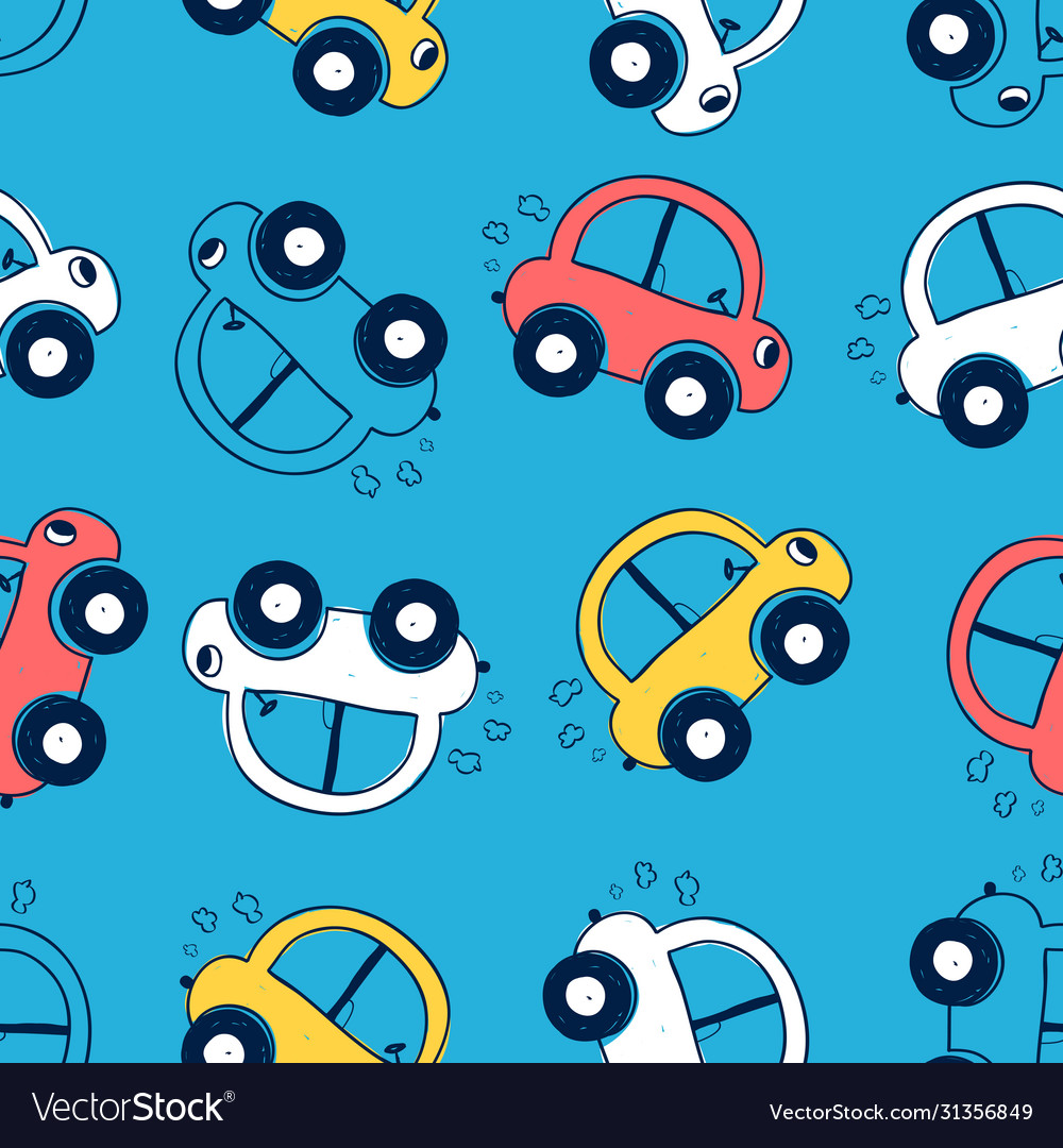 Hand drawing vehicles print design seamless Vector Image Hand drawing vehicles print design seamless Vector Image