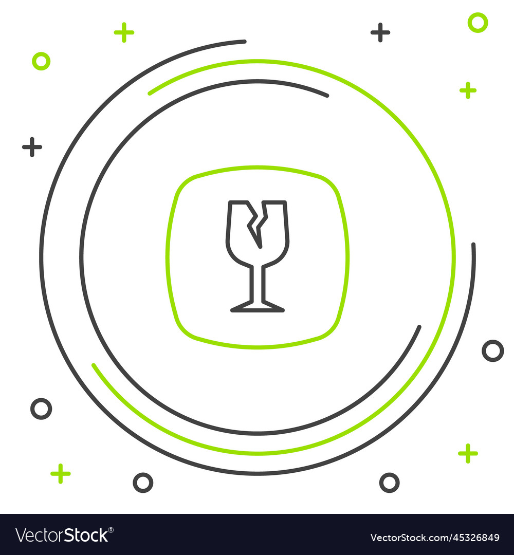 Line fragile broken glass symbol for delivery Vector Image