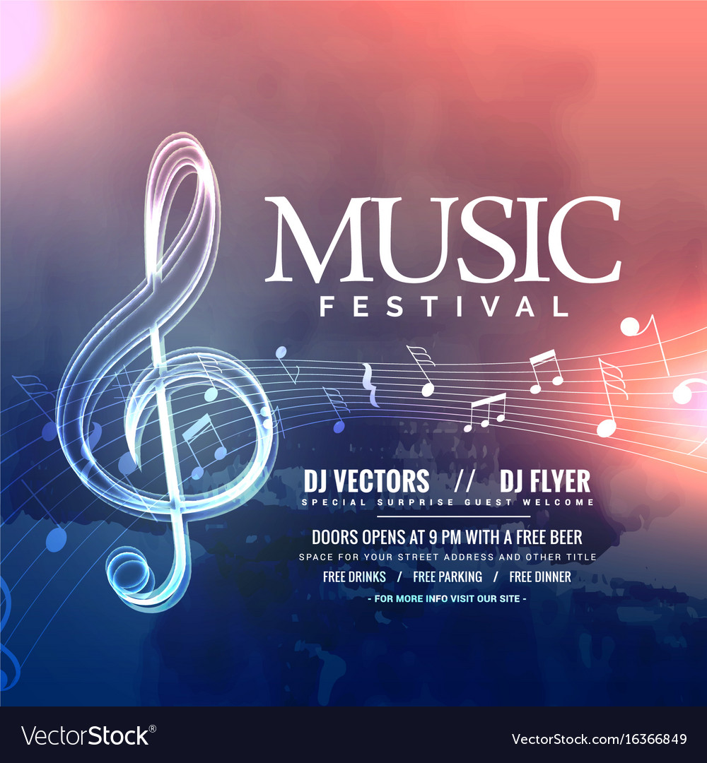 Music Festival Invitation Design With Notes Vector Image