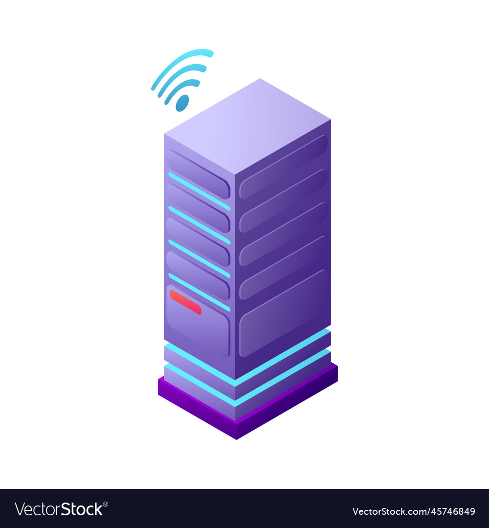 Wireless server rack composition Royalty Free Vector Image