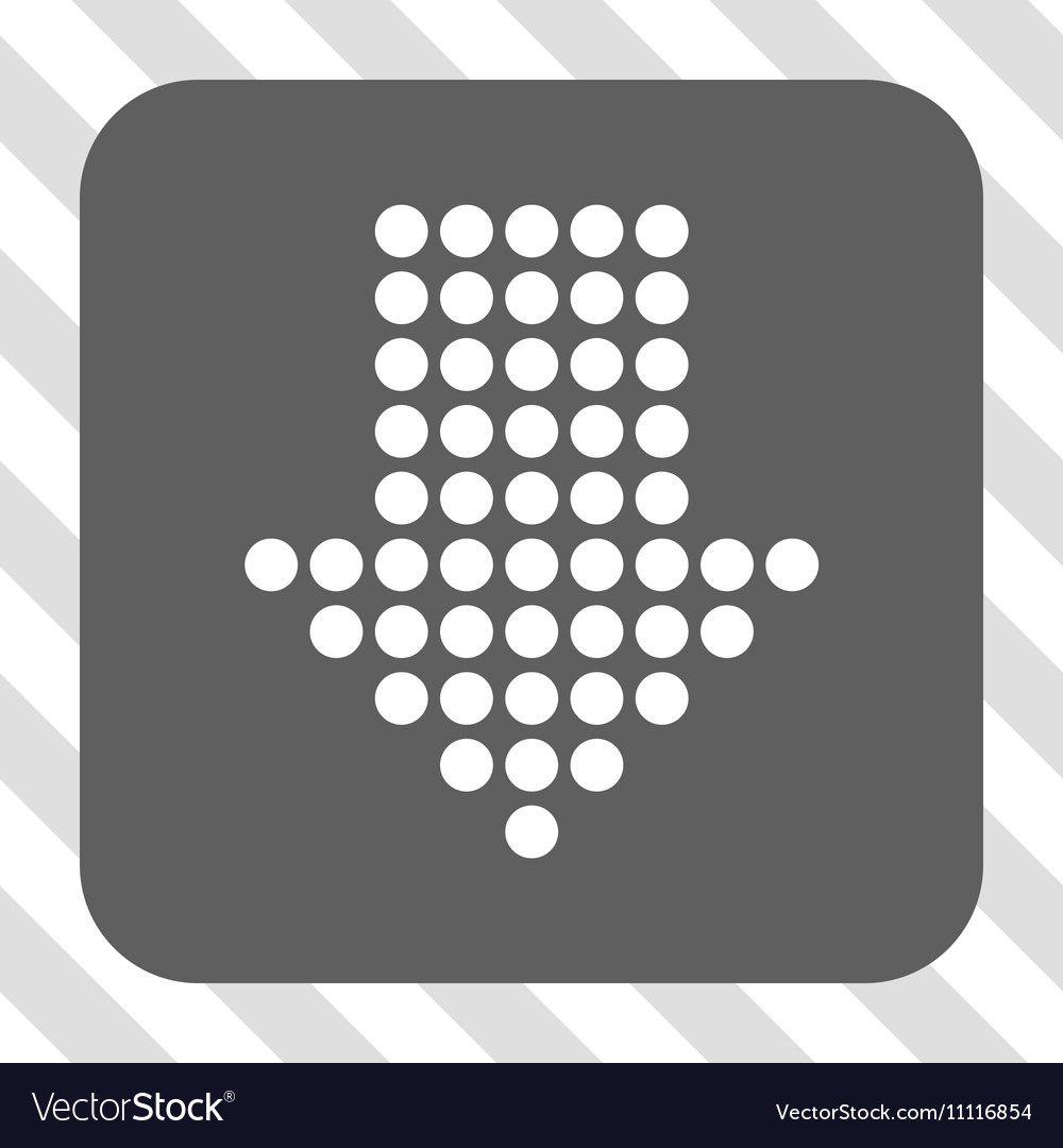 Dotted arrow down rounded square button Royalty Free Vector