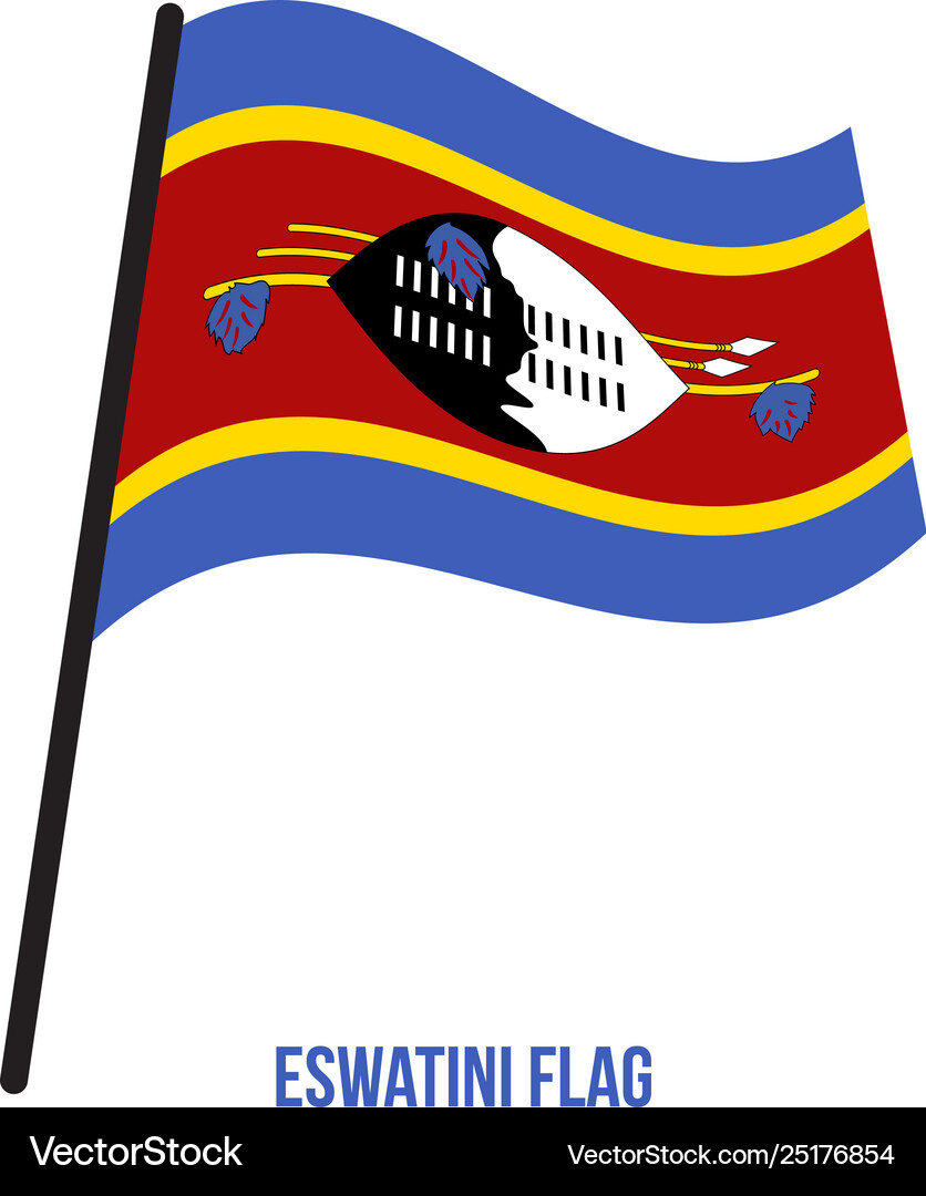 Eswatini flag waving on white background Vector Image