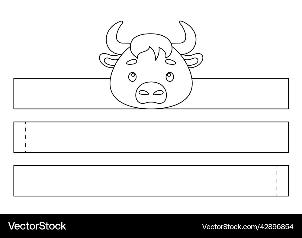 Printable musk ox paper crown fun accessory Vector Image