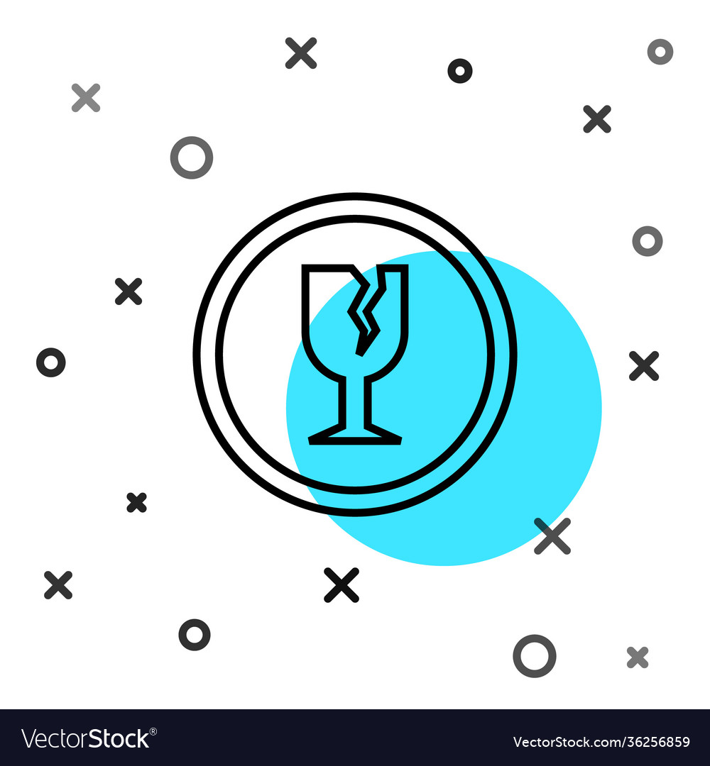 Black Line Fragile Broken Glass Symbol Royalty Free Vector