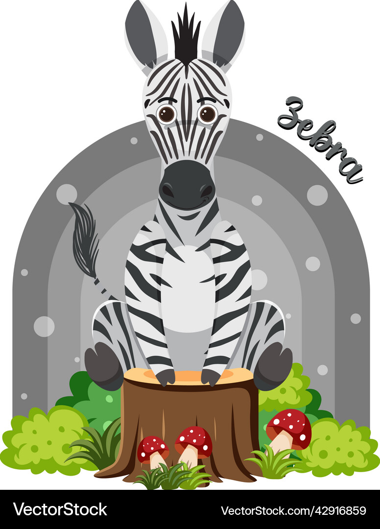 Cute zebra in cartoon flat style Royalty Free Vector Image