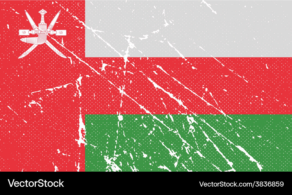 Flag of oman with old texture Royalty Free Vector Image