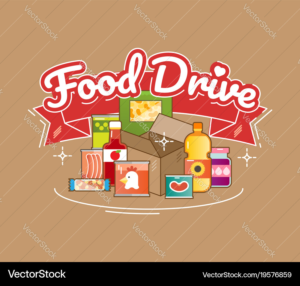 Food Drive Charity Support Royalty Free Vector Image