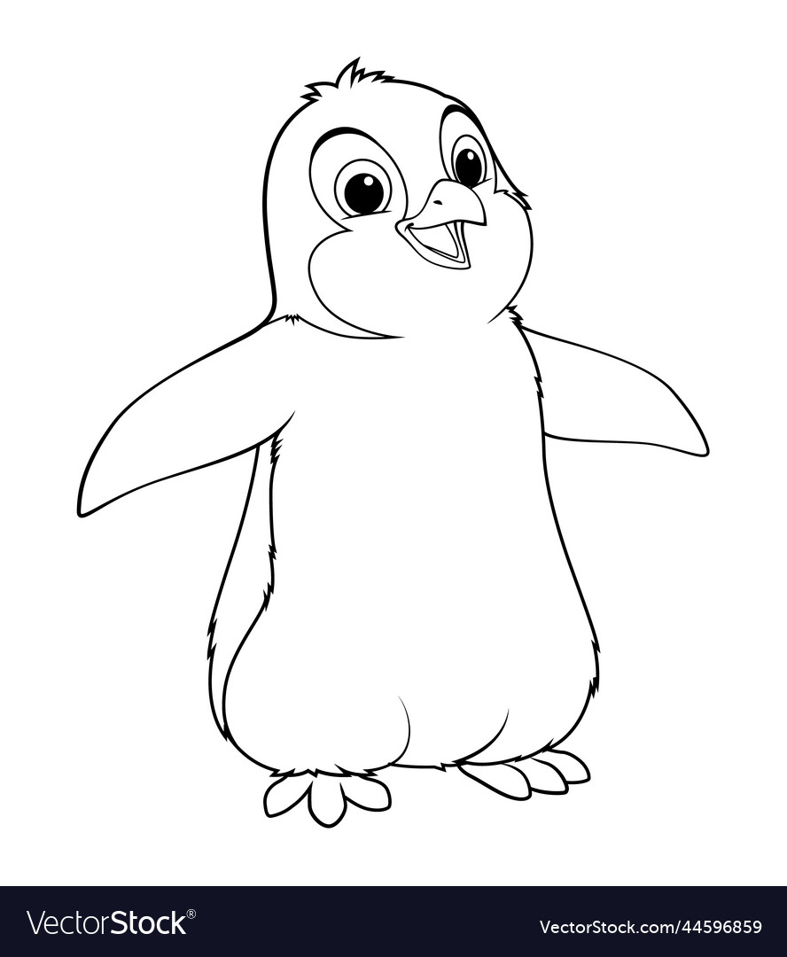 Little penguin cartoon animal bw Royalty Free Vector Image Little penguin cartoon animal bw Royalty Free Vector Image